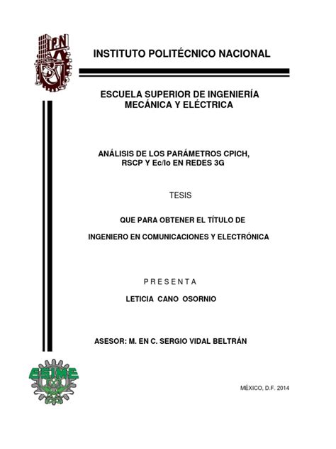 Analisis De Parametros Cpich Rscp Y Ec Io Pdf Pdf