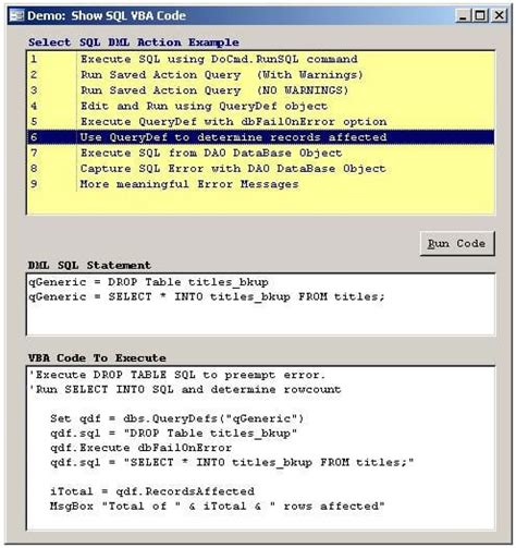 Executing Sql Statements In Vba Code Database Journal