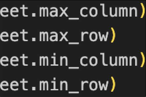 Min Column、max Column、min Row、max Row Ki Hi