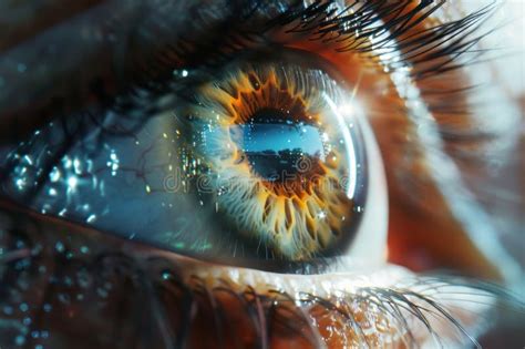 Realistic Hologram Of Human Eye And Real Eye Close Up Laser Eye Surgery Cataract