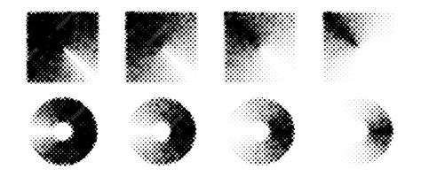 Premium Vector Halftone Circle And Square Shapes Set Dotted Round And Rectangle Texture