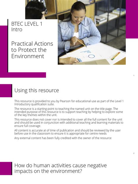 Practical Actions To Protect The Environment Learning Activity Pdf