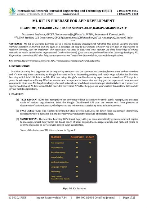 Irjet Ml Kit In Firebase For App Development Pdf