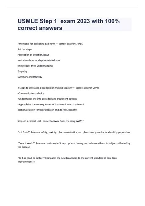 Usmle Step 1 Exam 2023 With 100 Correct Answers Usmle Stuvia Us