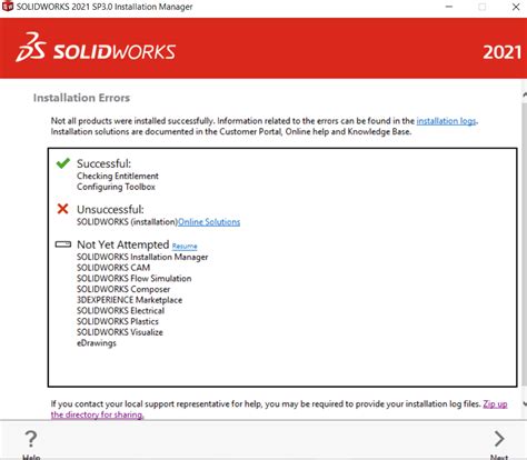 Installation Error Unsuccessful Solidworks Installation R