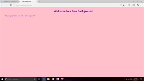 Screenshot Of A Previewed Web Page With A Pink Background And Purple Text In The Heading And
