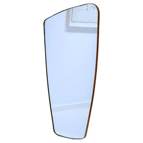 Mid Century Style Rectangular Mirror Round Edges And Embossed Brass Frame Medium For Sale At 1stdibs