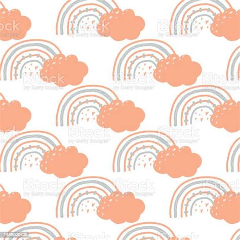 벡터 무지개와 구름이 있는 아이 스타일의 매끄러운 패턴 보헤미안 스타일의 무지개 패턴 0명에 대한 스톡 벡터 아트 및 기타 이미지 0명 격리 귀여운 Istock