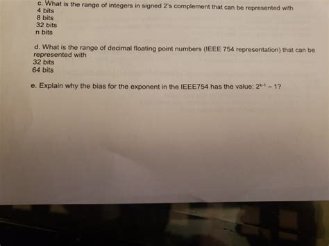 Solved C What Is The Range Of Integers In Signed S Chegg