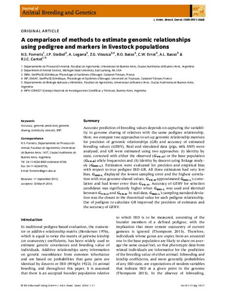 Pdf A Comparison Of Methods To Estimate Genomic Relationships Using