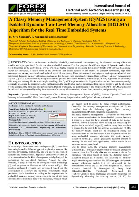 Pdf A Classy Memory Management System Cym2s Using An Isolated Dynamic Two Level Memory