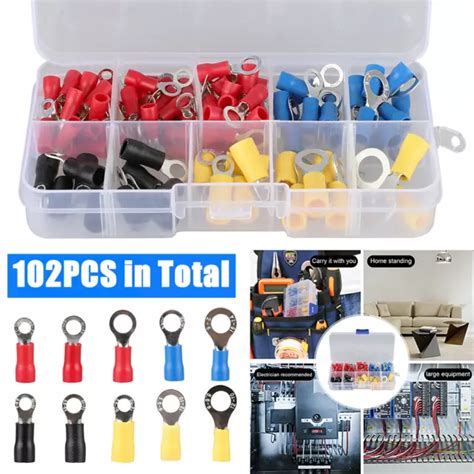 102x Insulated Electrical Crimp Ring Spade Assorted Connector Wire