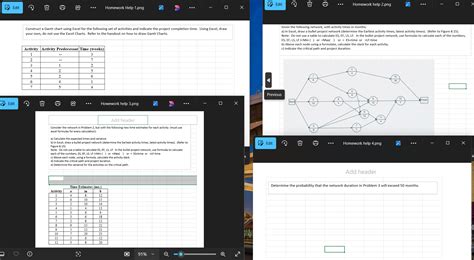Solved Construct A Gantt Chart Using Excel For The Following