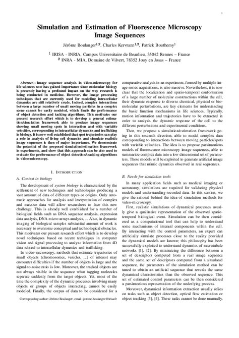 Pdf Simulation And Estimation Of Fluorescence In Microscopy Image