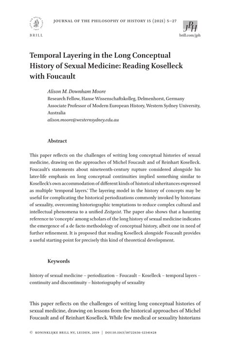 Pdf Temporal Layering In The Long Conceptual History Of Sexual Medicine Reading Koselleck