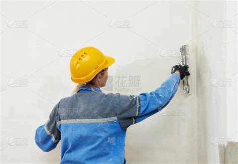 抹灰工 室内 职业 墙 白灰泥 女人 水平画幅 工匠 建筑业 保护工作服