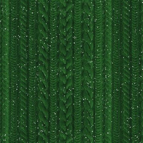 Cable Knit Sweater Pine W Silver Dots Christmas Fabric By The Yard