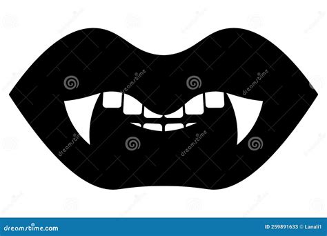 Boca Vampira Silhueta L Bios Perigosos Presas Brancas Agudas Os Dem Nios Mordem Beijo Da