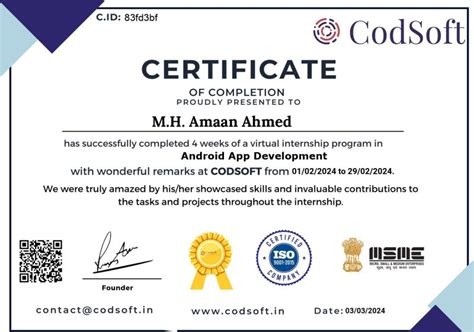 Aman Ahmed On Linkedin Android Appdevelopment Internship Codsoft