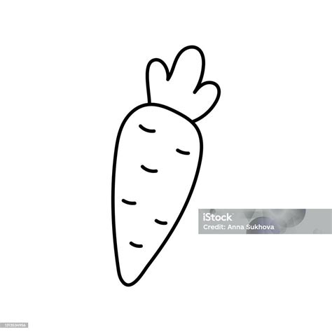 야채 당근낙서 식물의 선형 벡터 그림입니다 손으로 그린 기호및 스타일 객체 스티커 장식 엽서 배지 색칠 공부책 로고를 위한