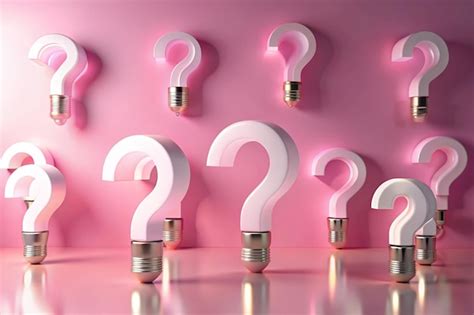 Premium Photo 3d Render Question Marks With Light Bulbs On Pink Backgroundquestion And Answer