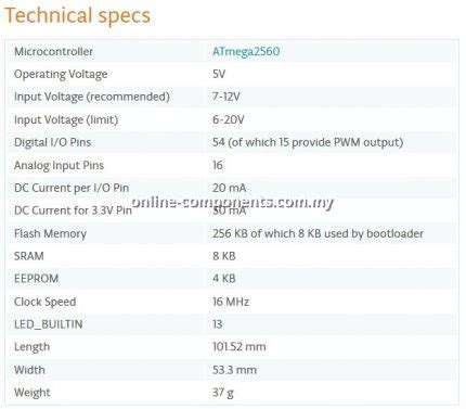 ARDUINO MEGA2560 Online Components