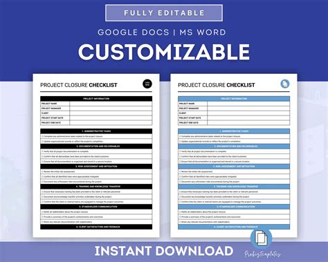 Project Closure Checklist Probiztemplates
