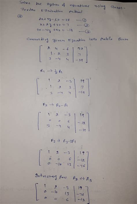 Solved Solve The System Of Equations Using The Gauss Jordan