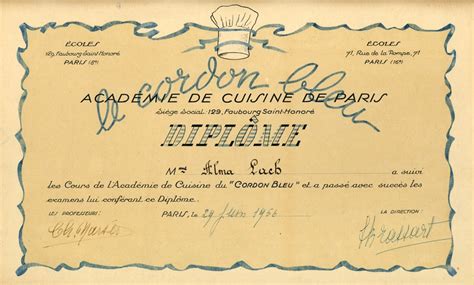 Cordon Bleu Certificate