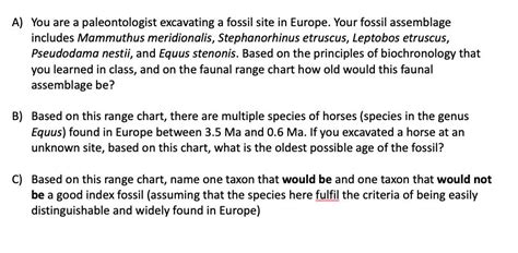Solved A You Are A Paleontologist Excavating A Fossil Site Chegg Com