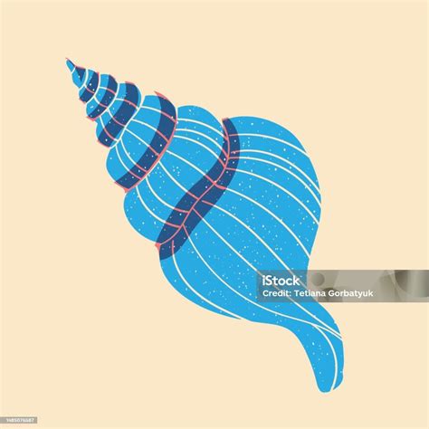 조개껍데기 다채로운 귀여운 스크린 인쇄 효과 레트로 프린트 효과 벡터 그림입니다 직물 섬유 의류 포장지 벽지 포스터를 위한 그래픽 요소 리노컷에 대한 스톡 벡터 아트 및