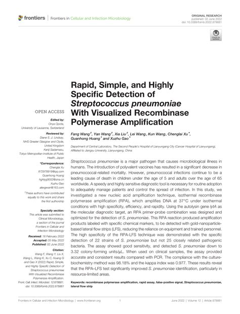 Pdf Rapid Simple And Highly Specific Detection Of Streptococcus