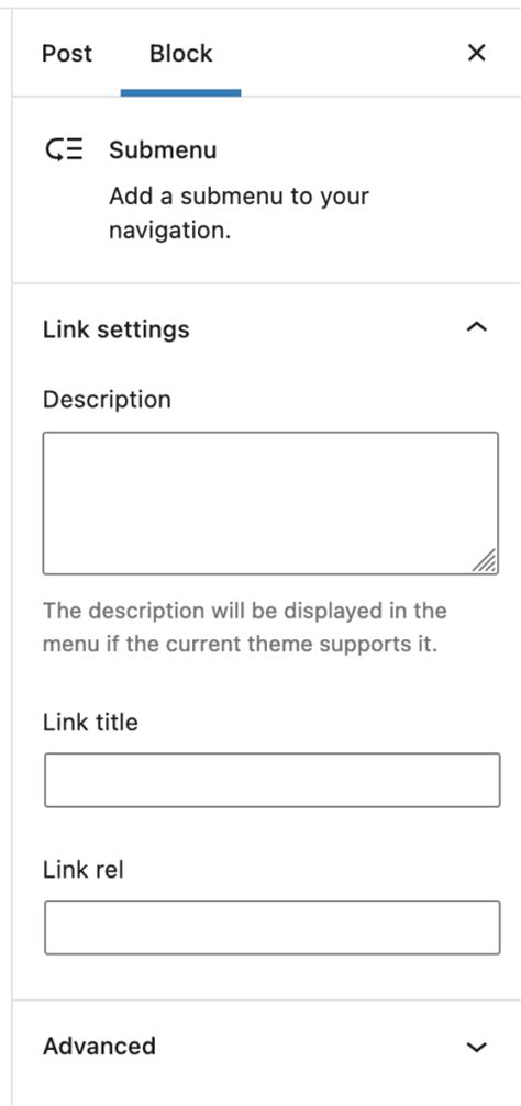 Submenu Block Documentation