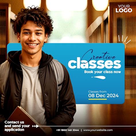 Online Class Creative Advertisement Template Design Premium Ai