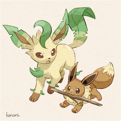 Eevee And Leafeon Pokemon Drawn By Matsurimatsuike Danbooru