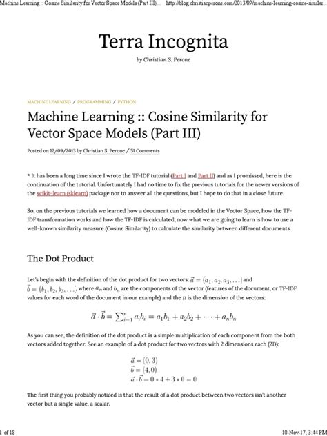 Machine Learning Cosine Similarity For Vector Space Models Part Iii Terra Incognita Part3