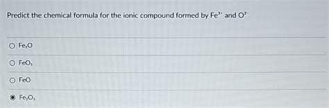 Solved Predict The Chemical Formula For The Ionic Compound