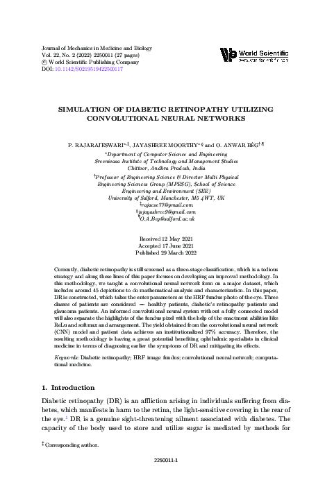 Pdf Simulation Of Diabetic Retinopathy Utilizing Convolutional Neural