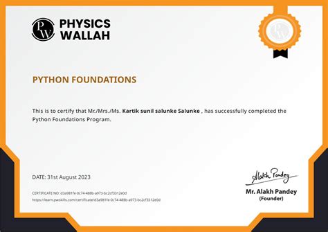 Kartik Salunke On Linkedin Python Pwskill Learningjourney Pythonfoundation Gratitude