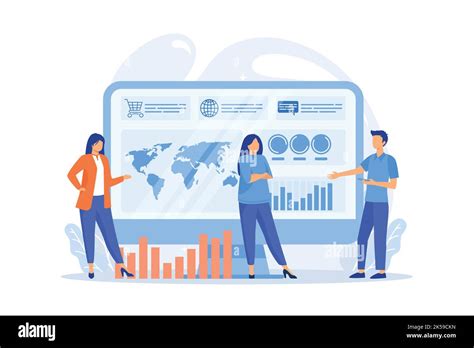 Tiny Business People Build Dashboard And Analyze Statistics Dashboard Service Online Reporting