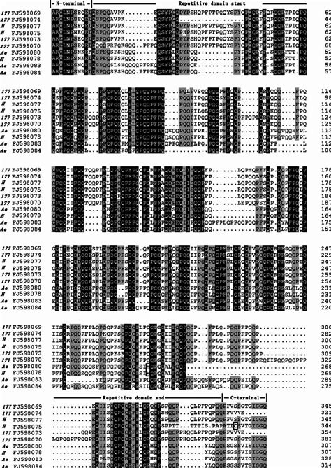 Deduced Peptide Sequence Alignment Of ω Gliadin Genes Recovered From Download Scientific