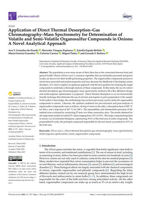 Pdf Application Of Direct Thermal Desorptiongas Chromatographymass
