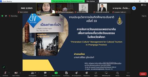 การประชุมวิชาการบัณฑิตศึกษาระดับชาติ บทความที่ 6 เรื่อง การจัดการวัฒนธรรมเพอรานากันเพื่อการ