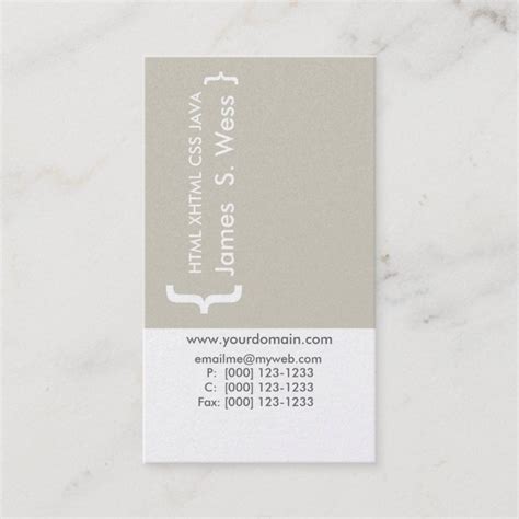 Coder Minimal Css Computer Programmer Techie Business Card Zazzle