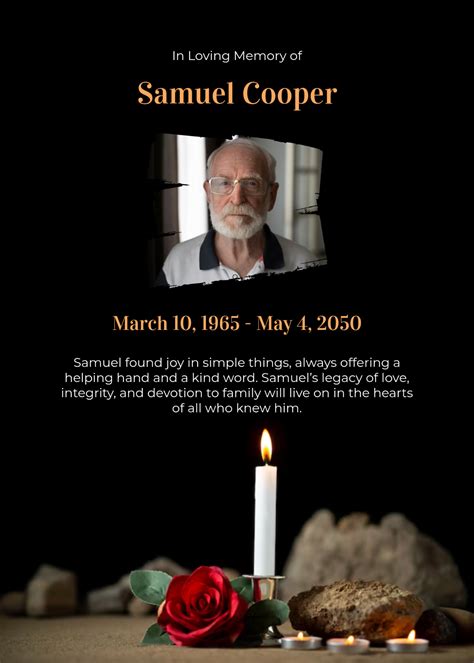 Free Professional Biography Obituary Template To Edit Online