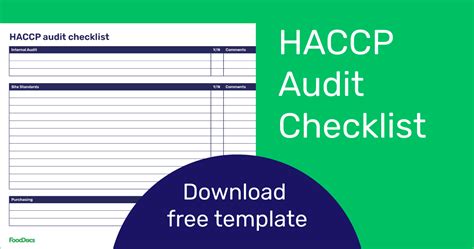 Haccp Audit Checklist Template Free Download