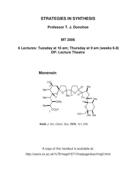 Pdf Strategies In Synthesis University Of Oxfordusers Ox Ac Uk ~magd1571 Teaching