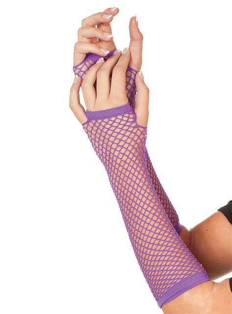 Fingerless Mesh Gloves Purple
