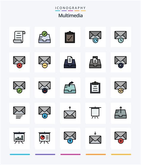 Creative Multimedia 25 Line Filled Icon Pack Such As Inbox Mail Mail Delete Mail 19695559