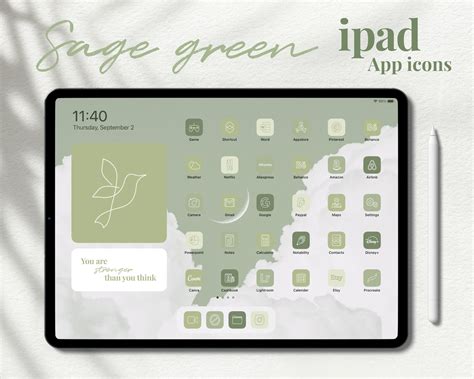 Sage Green Ipad Ios 14 15 App Icons Aesthetic 1200 Icons Wallpapers Widgets Pack Artofit